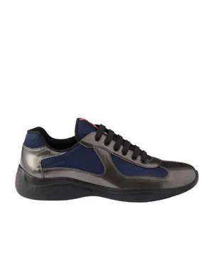 Prada America's Cup Metallic Leather And Bike Fabric Sneakers - Anthracite/ink