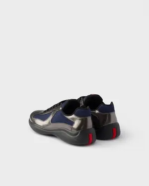 Prada America's Cup Metallic Leather And Bike Fabric Sneakers - Anthracite/ink