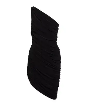 Norma Kamali Diana Asymmetrical Ruched Minidress - Black