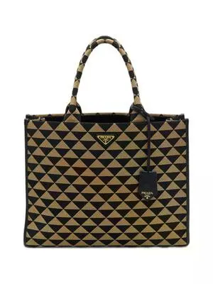 Prada Triangolo Symbole Saffiano Leather Tote Bag - Black