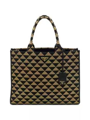 Prada Triangolo Symbole Saffiano Leather Tote Bag - Black