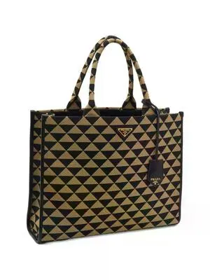 Prada Triangolo Symbole Saffiano Leather Tote Bag - Black