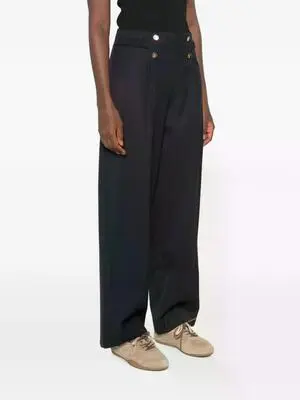 Sandro Winslow Button-embellished Wide-leg Trousers - Blue