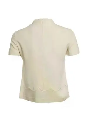 Chloé Red Scalloped-hem Bow-detail Blouse