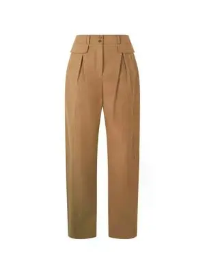 Alberta Ferretti Pleated Straight-leg Trousers - Brown