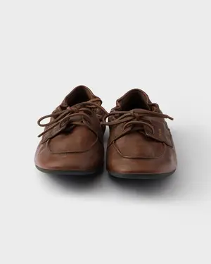 Prada Shuffle Antiqued Leather Boat Shoes