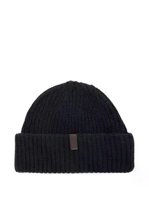 SLOWEAR Ribbed-knit Logo-patch Beanie Hat - Blue