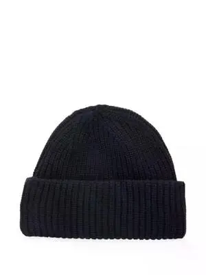 SLOWEAR Ribbed-knit Logo-patch Beanie Hat