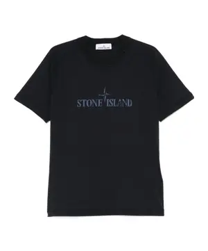 Stone Island Logo Printed Crewneck T-shirt - Blue
