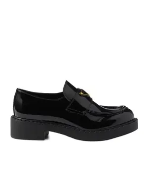 Prada Chocolate Patent Leather Loafers - Black