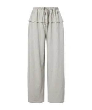 Alaïa Ruffled Cotton-blend Track Pants - Gray