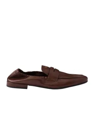 Prada Shuffle Antiqued Leather Loafers - Cognac