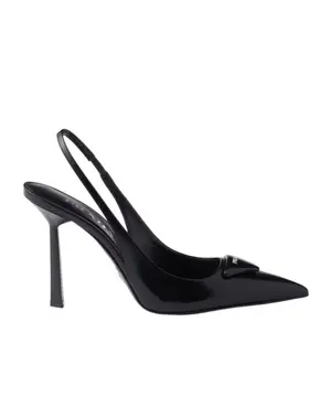 Prada Brushed Leather Slingback Pumps - Black