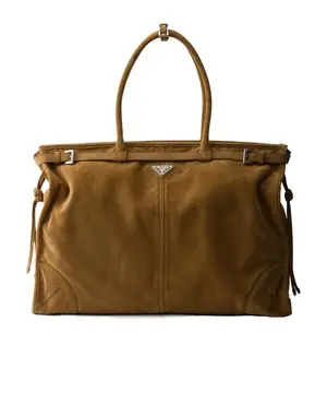 Prada Bonnie Suede Tote Bag - Cinnamon