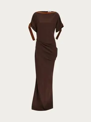 FERRAGAMO Long Viscose Dress - Brown