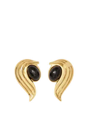 FERRAGAMO Brass And Resin Gem Earrings - Black