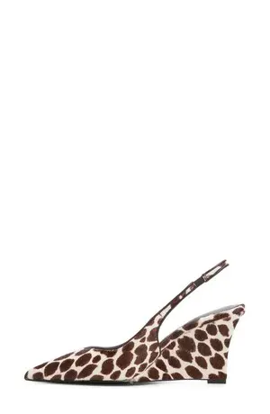 Aldo Genuine Calf Hair Pointed Toe Wedge Slingback Pumps