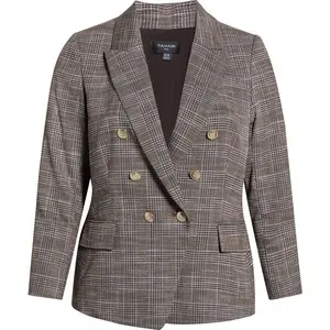 TAHARI ASL Plaid Double Breasted Blazer