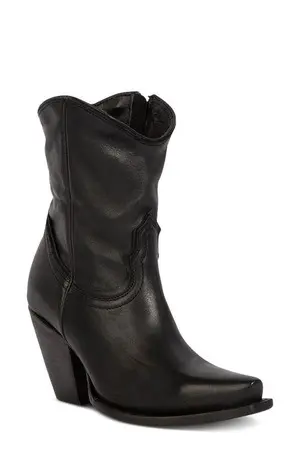 FREEBIRD Distressed Leather Zip-up Booties - Black