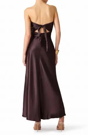 Steve Madden Elaia Satin Tie Back Strapless Dress