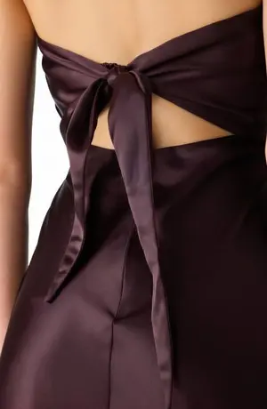 Steve Madden Elaia Satin Tie Back Strapless Dress