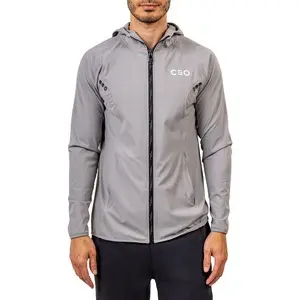 MACEOO Athletic Full Zip Hoodie Sweater - Grey