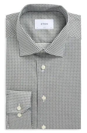 Eton Slim Fit Micro Print Cotton Shirt