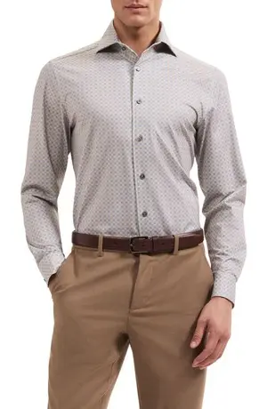 Bugatchi Devon Ooohcotton Stretch Shirt - Sand
