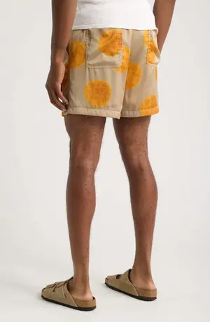 RIZORT Polka Dot Drawstring Shorts - Tan