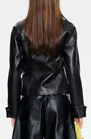 Lioness Form Faux Leather Double-breasted Jacket