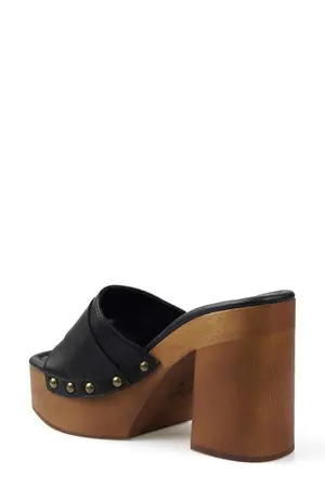 CANDIE'S Faux Leather Platform Slide Sandal - Black