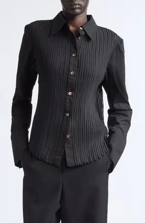 DIOTIMA Mito Bias Tape Cotton Button-up Shirt - Black