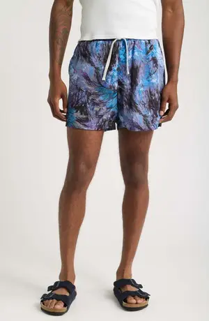 RIZORT Roger Print Drawstring Shorts - Blue