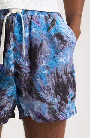 RIZORT Roger Print Drawstring Shorts - Blue