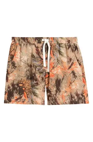 RIZORT Roger Print Drawstring Shorts - Orange