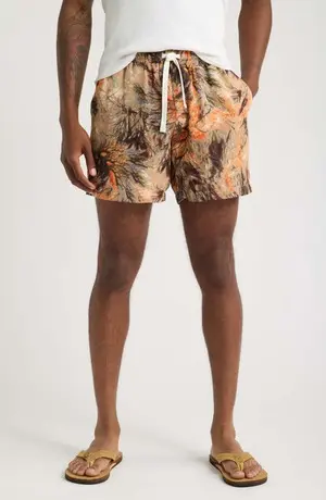 RIZORT Roger Print Drawstring Shorts - Orange