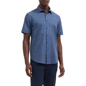 Bugatchi Miles Ooohcotton® Tech Print Button-up Shirt - Navy