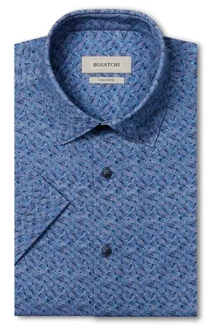 Bugatchi Miles Ooohcotton® Tech Print Button-up Shirt - Navy