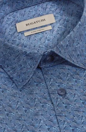 Bugatchi Miles Ooohcotton® Tech Print Button-up Shirt - Navy