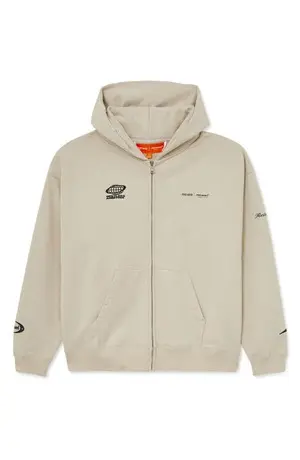 REISS Ashlam Full Zip Graphic Hoodie - Stone