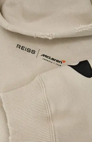 REISS Ashlam Full Zip Graphic Hoodie - Stone