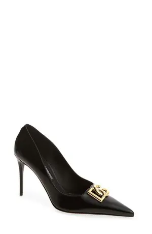Dolce & Gabbana Dg Logo Pointed Toe Stiletto Pumps - Black