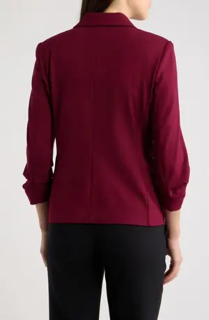 Anne Klein One Button Jacket With Scrunch Sleeves - Chianti