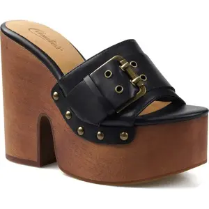 CANDIE'S Platform Slide Sandal With Buckle Detail - Blklt