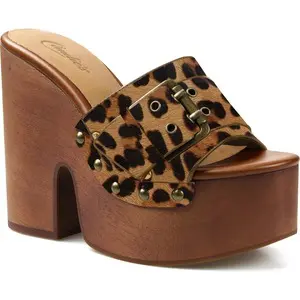 CANDIE'S Platform Slide Sandal With Buckle Detail - Leopard