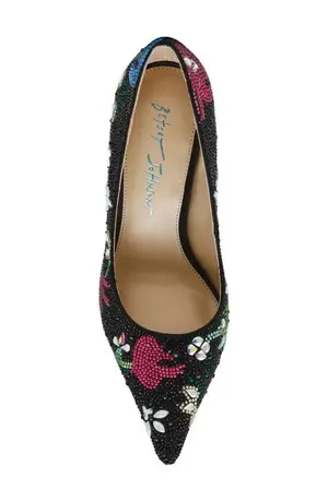 Betsey Johnson Crystal Floral Stiletto Pumps - Black Multi