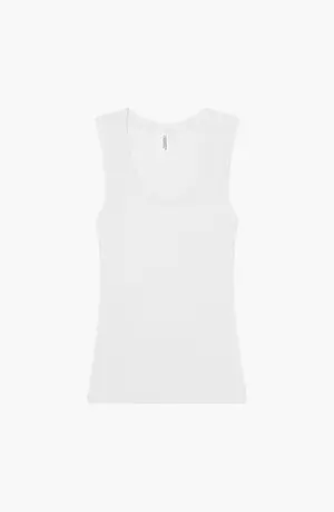 EVERYBODY.WORLD The Tank Ribbed Scoop Neck Top - White