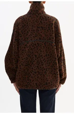 LAMARQUE Helsa Polar Fleece Pullover With Faux Leather Piping