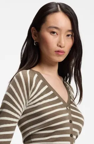 BOSS Fayani Striped Wool Cardigan