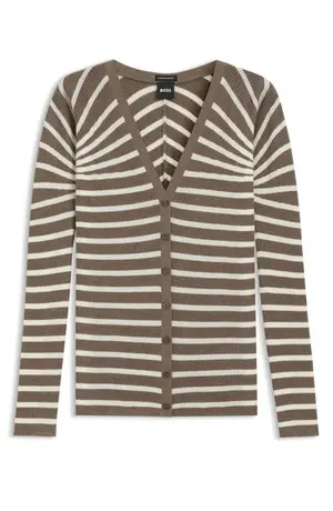 BOSS Fayani Striped Wool Cardigan
